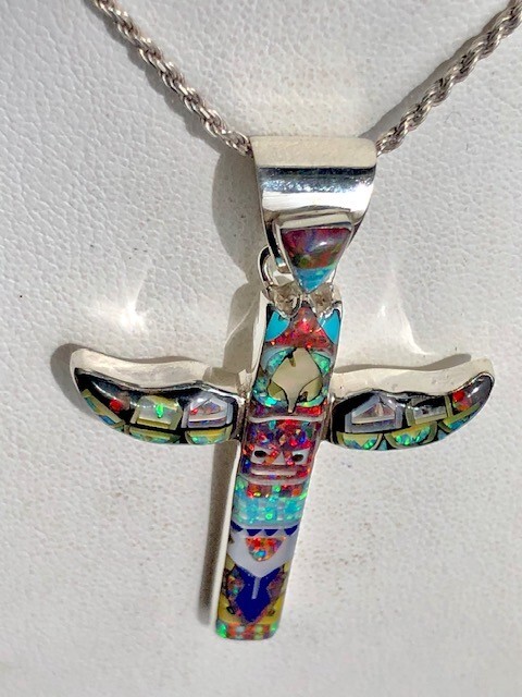 SEE VIDEO First Nations Native Totem Pole Cross Pendant Silver Ox Blood ...