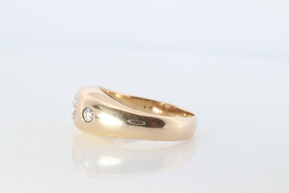 Antique 14k Triple Diamond 1ctw ring. Gypsy Diamond bezel set into ...