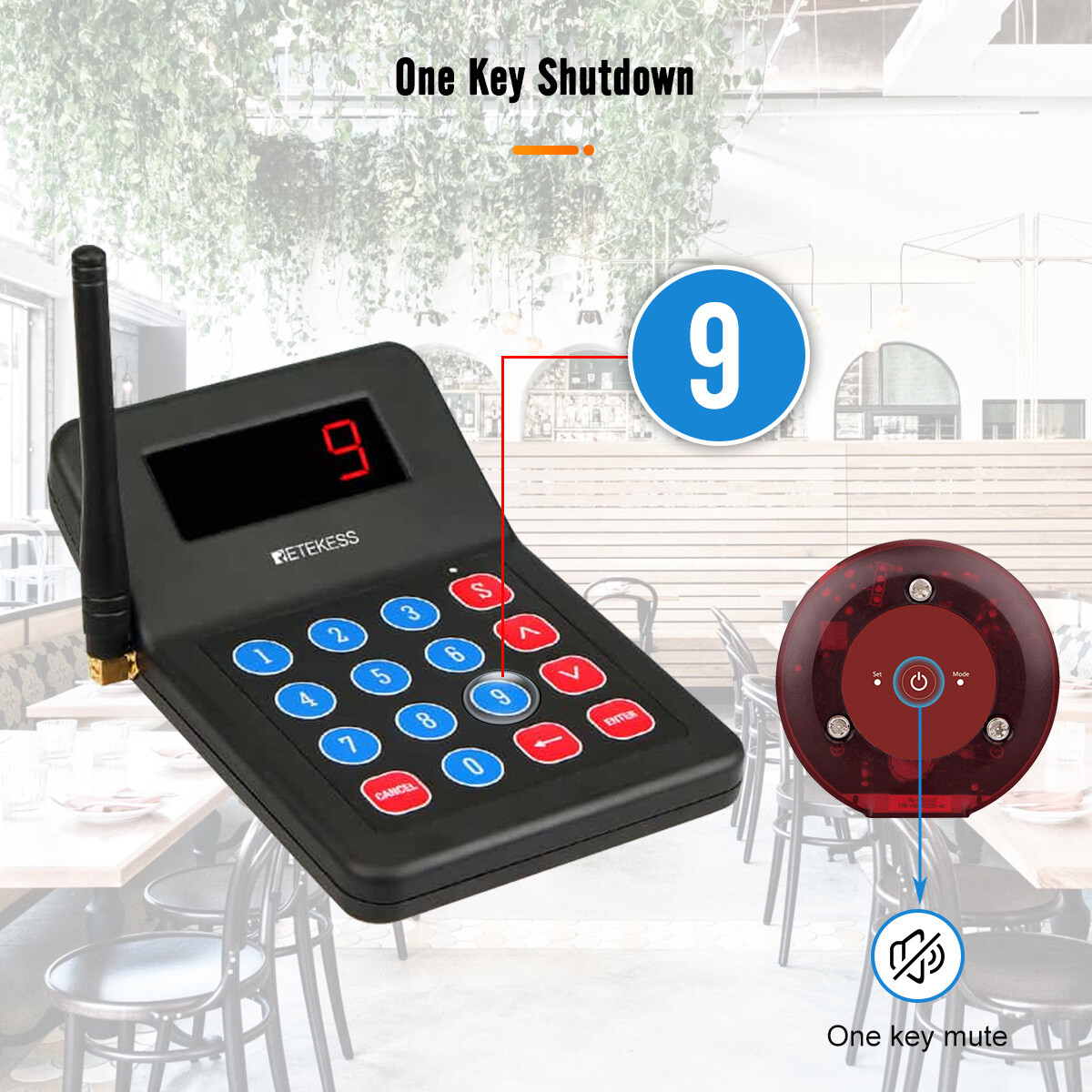 Retekess T119 Wireless Restaurant Pager System Guest Queuing 20 Coaster ...