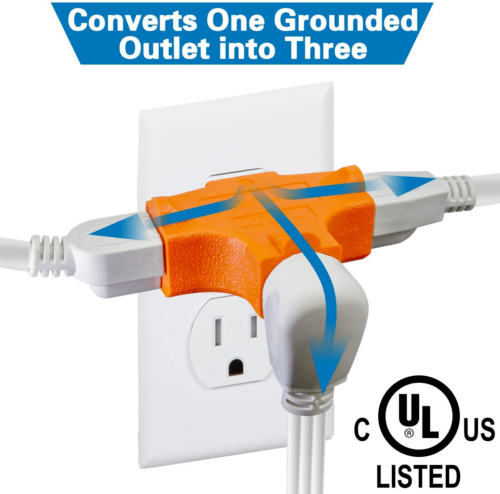 Grounding IIT3-outlet adapter, UL listed heavy duty, T-shaped Triangle ...