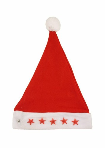 Santa Hat with Light Up Stars Fancy Dress Novelty Festive Xmas Party ...