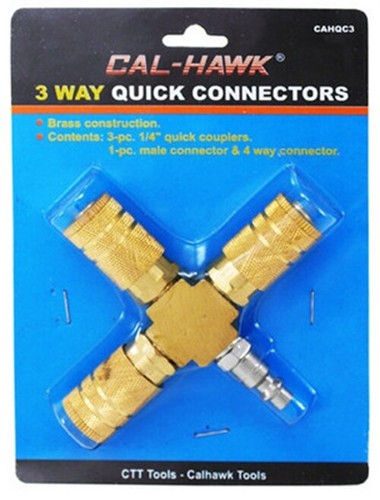3 Way Air Coupler Snap Quick Release Fitting Air Hose Line Manifold ...