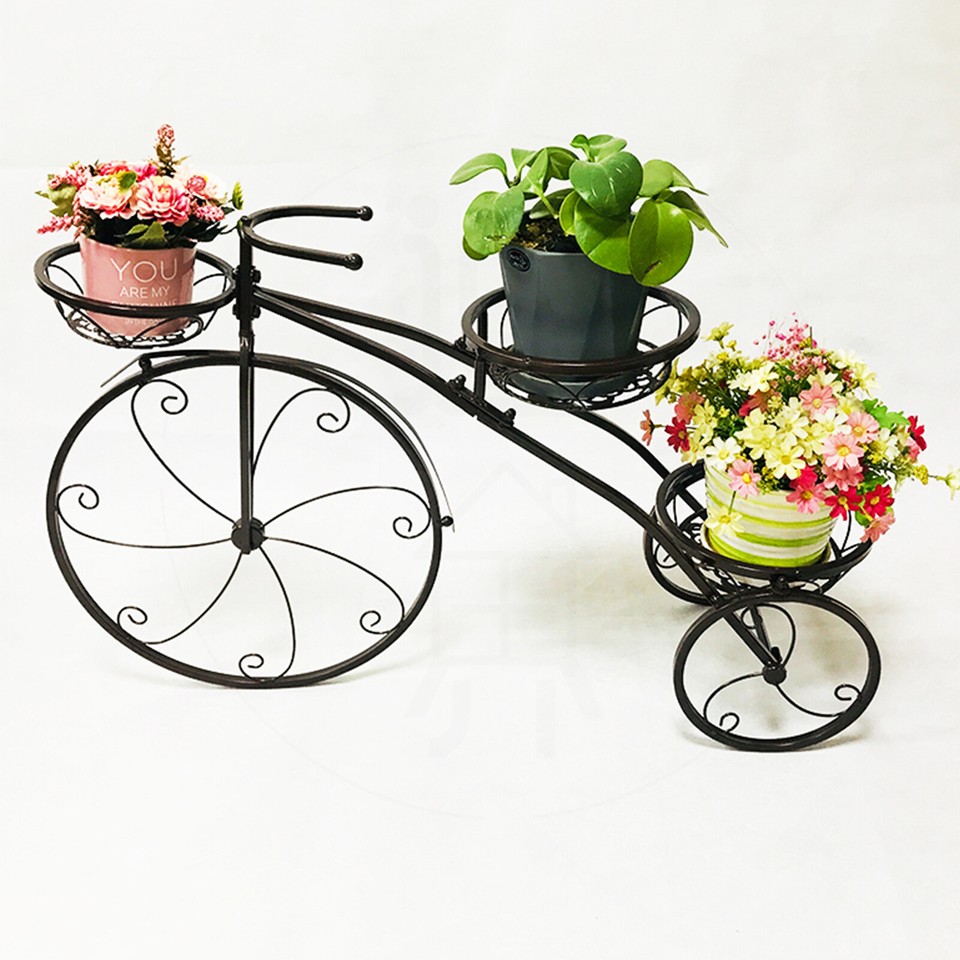 3-Tier Bike Plant Stand Metal Bicycle Planter Black Flower Pot Holder Rack Shelf | eBay