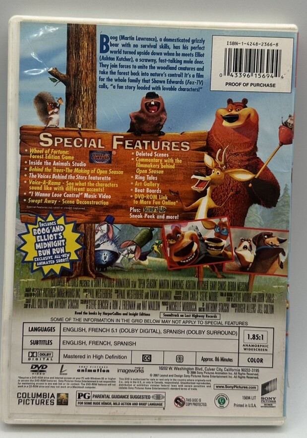 Open Season DVD Widescreen Special Edition Martin Lawrence Ashton ...