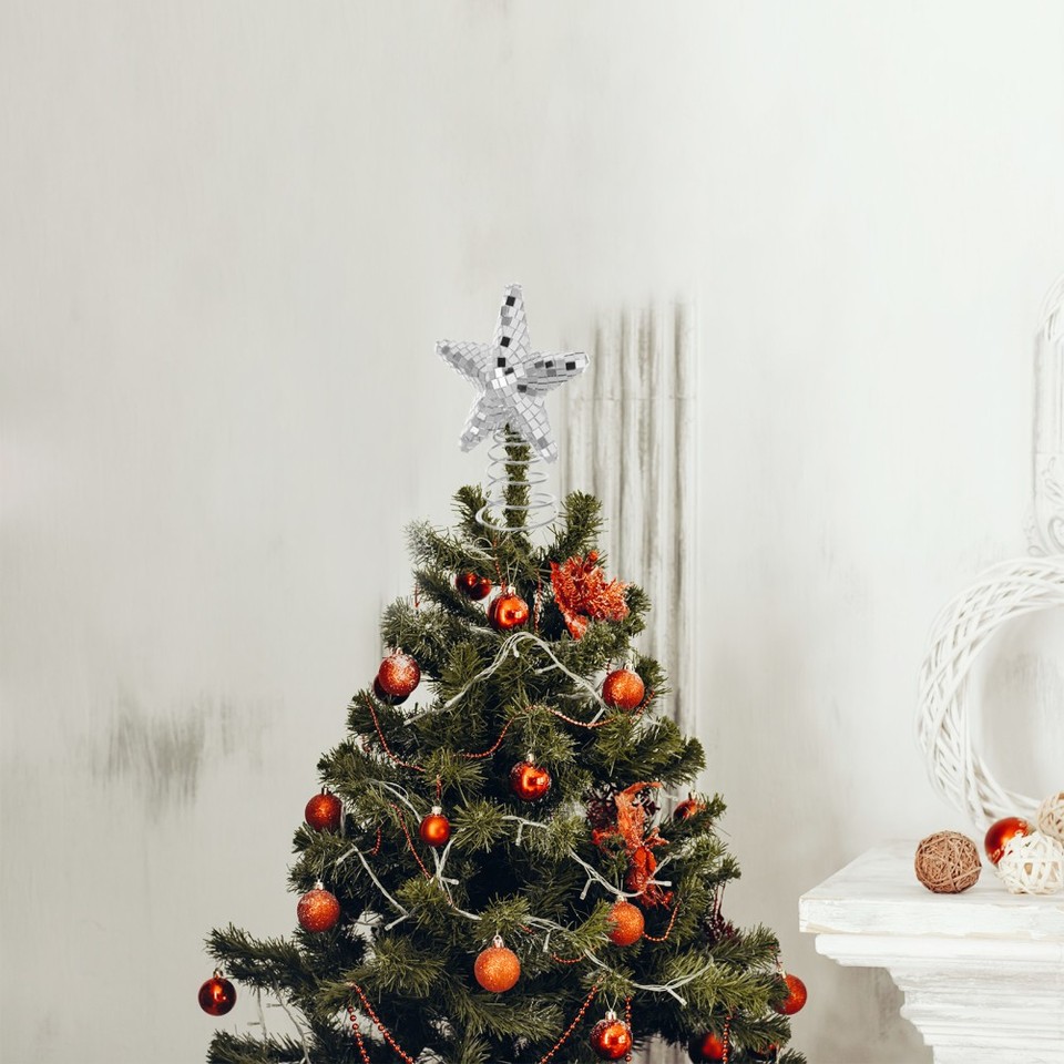 Disco Ball Star Christmas Tree Topper Reflective Glass Mirror Ball 70s ...