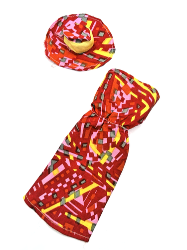 Vintage Barbie Best Buy Summer Maxi Dress & Matching Hat TLC Red Yellow ...