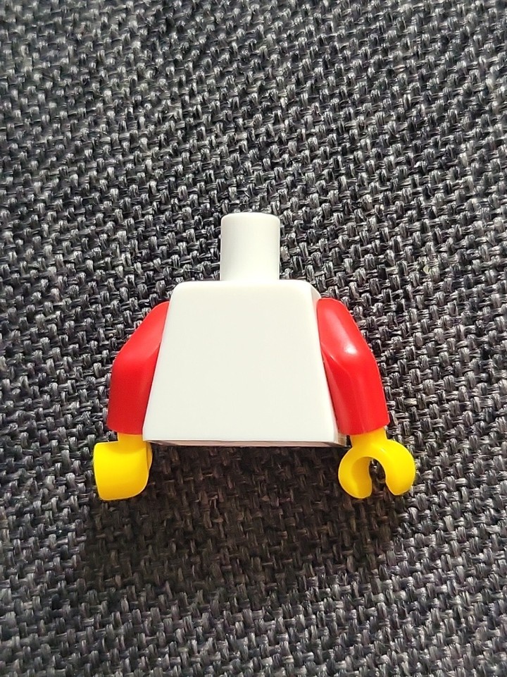 Lego New White Minifigure Torso T-Shirt w/ Red Trim and 'CHAMPS' Logo ...