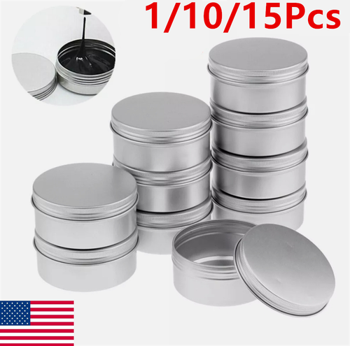 1-15x Small Screw Round Lip Metal Tin Storage Jar Balm Lotion ...