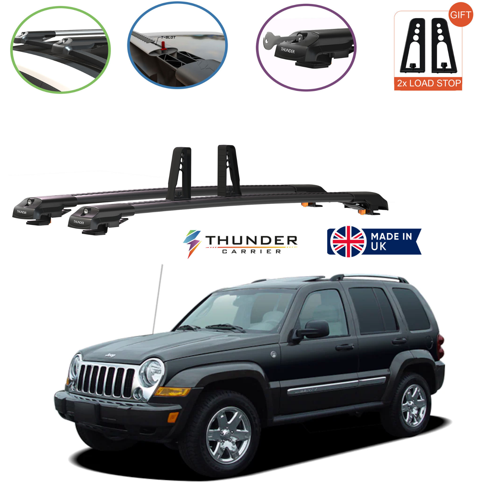 for Jeep Liberty 2008 2012 Black Roof Racks Cross Bars Luggage Carrier ...