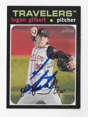 2020 TOPPS HERITAGE #22 LOGAN GILBERT MARINERS AUTOGRAPHED SIGNED ...