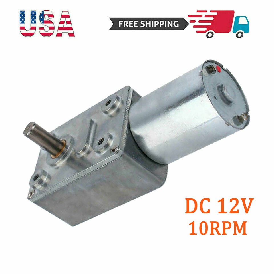 DC 12V 10RPM High torque Turbo Worm Electric Geared Motor Low Speed ...