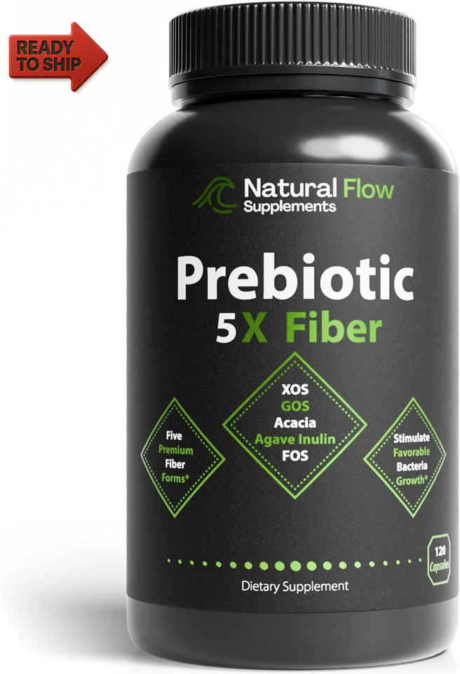 Prebiotic Fiber Supplement 5-In-1 Capsules - Natural Flow 5X Fiber XOS ...