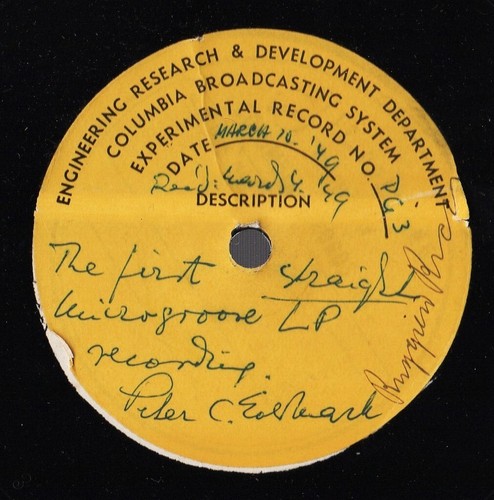 Peter Goldmark. Two 1949 signed experimental LP recordings of Ruggiero ...