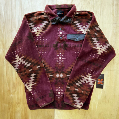 COMO X Men’s Fleece Maroon Aztec Pattern Long Sleeve Pullover ...
