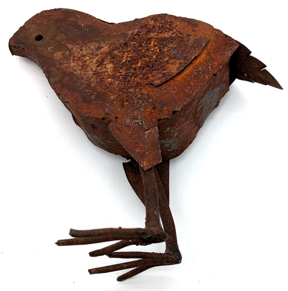 Vintage Rustic Metal Rooster Hen And Four Baby Chick Sculptures | eBay