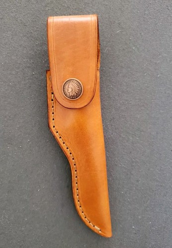 Custom sheath fits Buck 117 Knife. heavy leather. fold over sheath. | eBay
