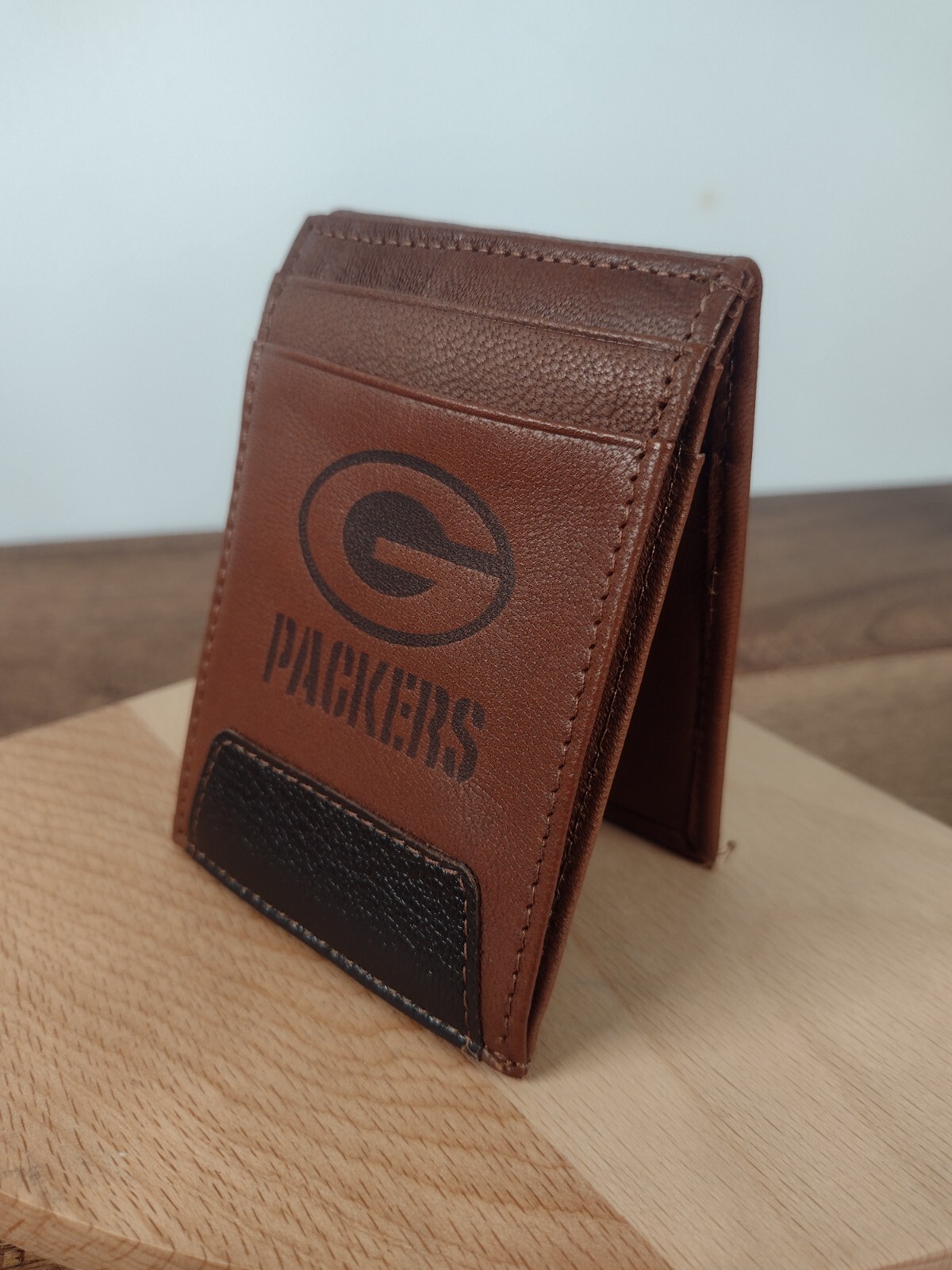 Green Bay Packers Men's Leather Wallet - Brown Front Pocket Wallet ...