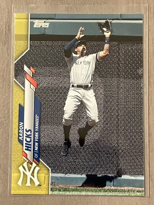 Aaron Hicks 2020 Topps YELLOW Variation SP Parallel Card. New York ...
