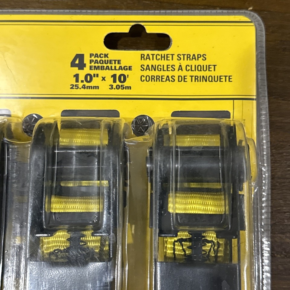 Stanley S9500 Black/Yellow 1" x 10' Ratchet Straps - Light Cargo | eBay