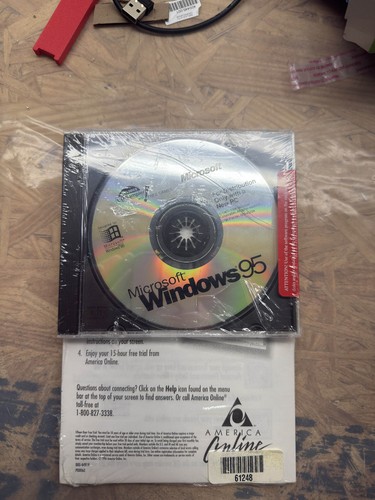 Microsoft Windows 95 OEM CD + COA | Sealed Vintage Software | AOL Trial Insert | eBay