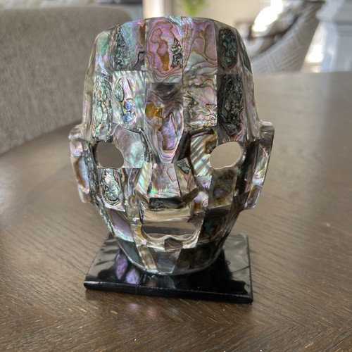 Vintage Mayan Mask Abalone Shell Burial Aztec Death Sculpture Figure 6 ...