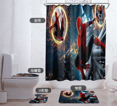 Superman Shower Curtain Marvel Spiderman Set Mat Gifts Bathroom New ...