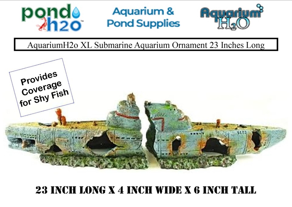 Military Submarine XL Aquarium Ornament 23 Inch Long for Larger Fish ...