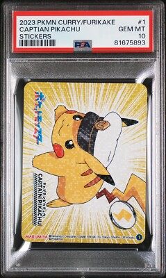 Captain Pikachu 2023 MARUMIYA POKEMON Curry/Furikake Stickers #1 PSA 10 ...