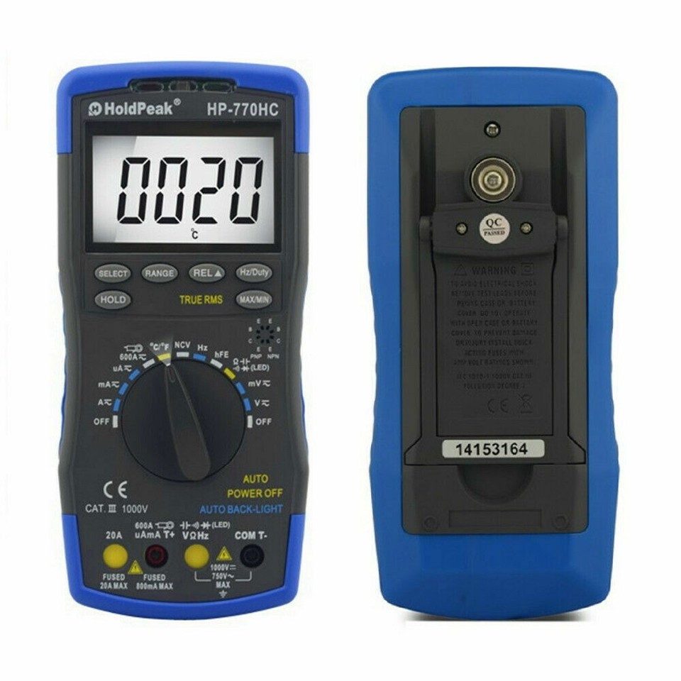 Digital Multimeter DC Current Clamp Meter 6000 Counts AC/DC Volt 600A ...