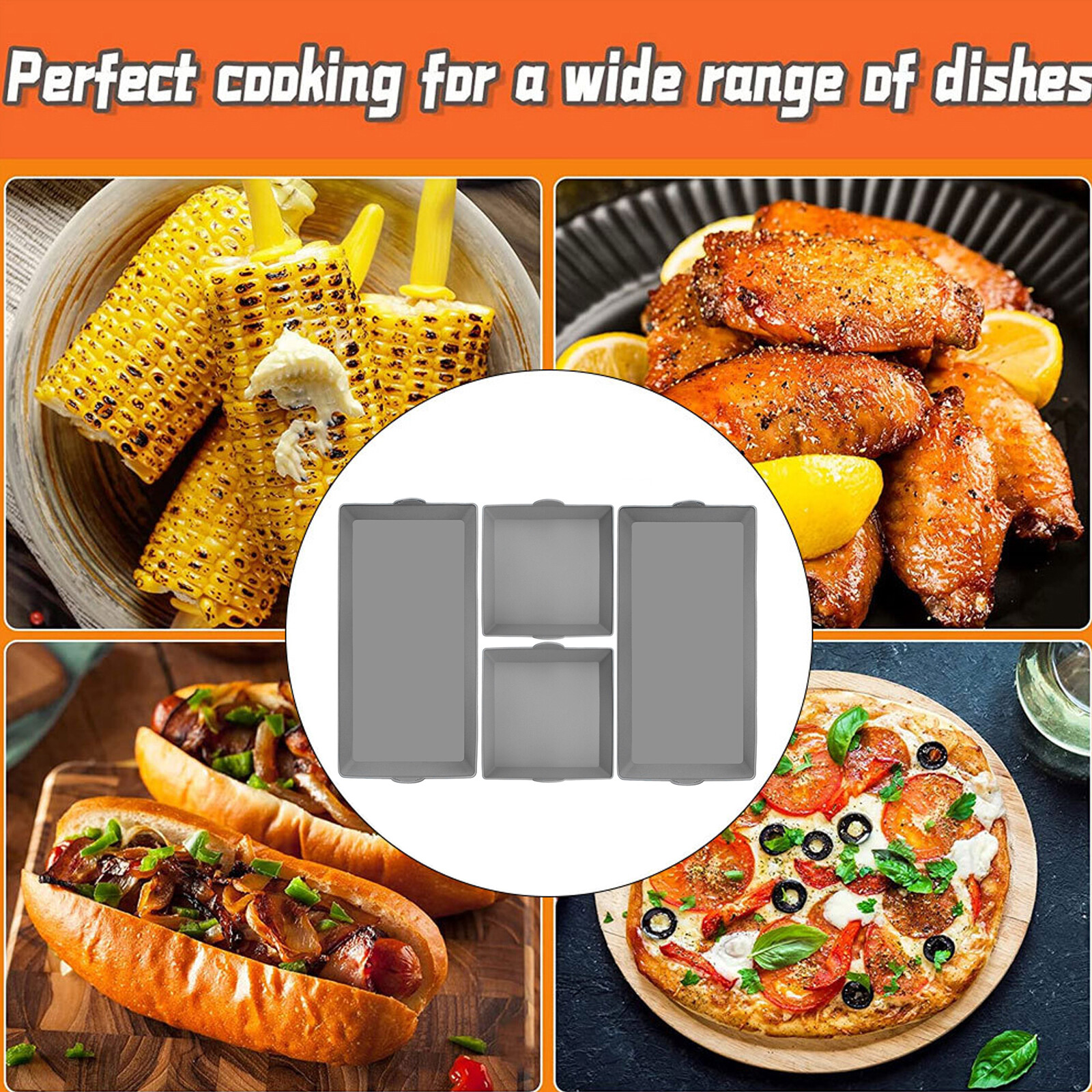 1/4pcs Oven Compartment Baking Pan Silicone Microwave Divider Grill ...