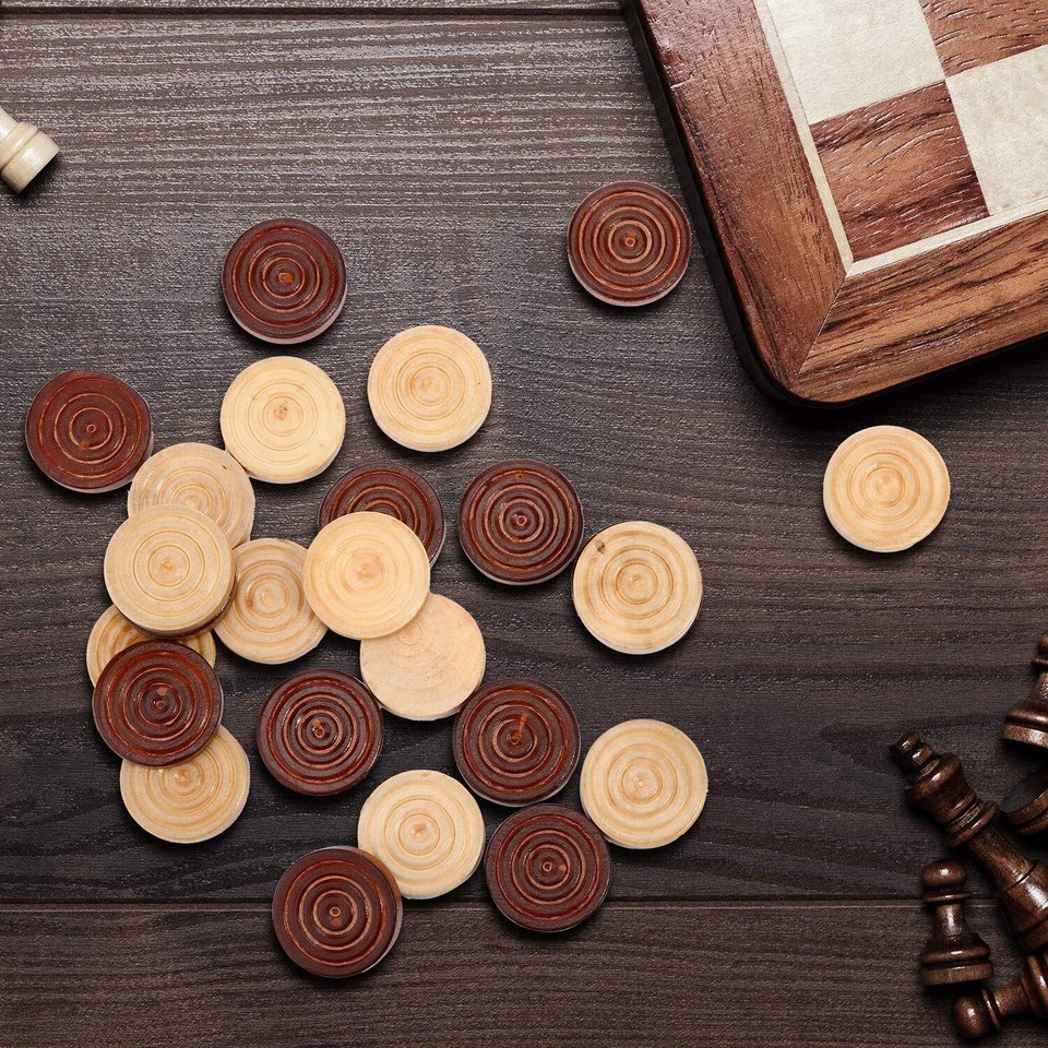24 pieces wooden checkers 1.06 inch wood checkers pieces stackable with ...