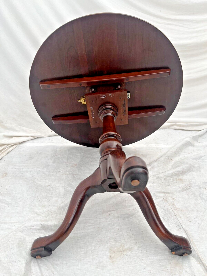 Vintage Ethan Allen Round Tea Table Spinning pedestal Mahogany Entry ...