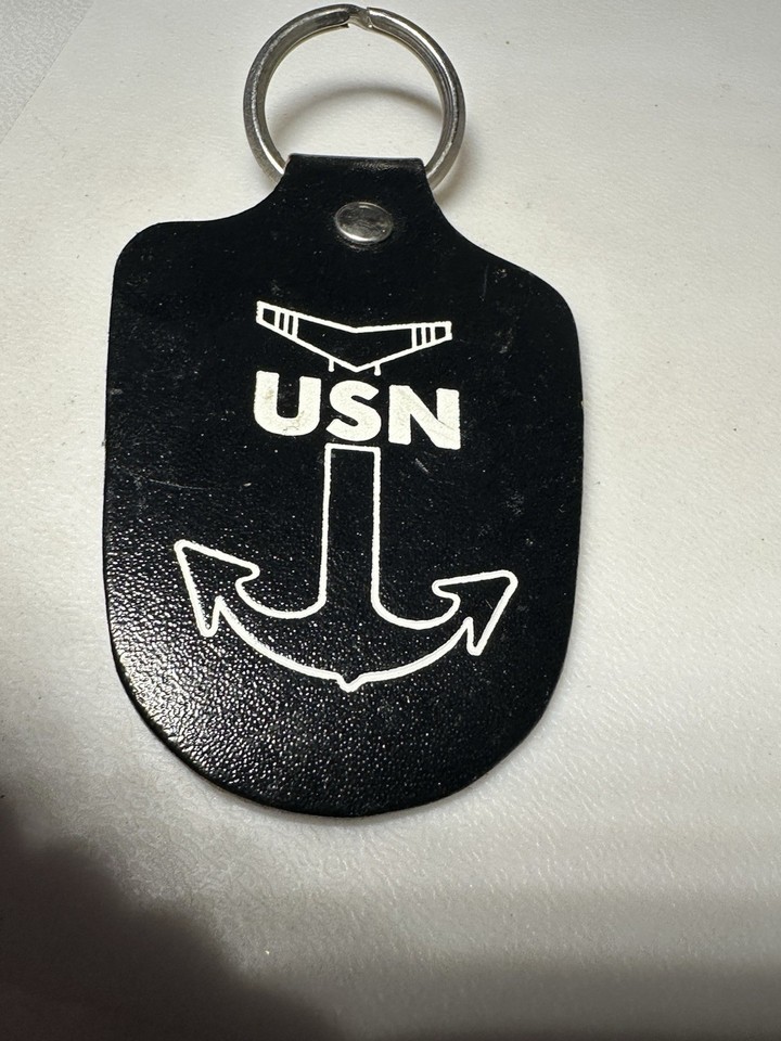 Vintage United States Navy USN Boat Ship Anchor Leather Keychain Key ...