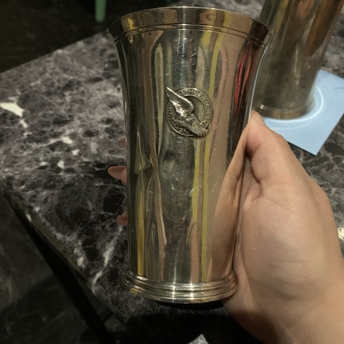 Tiffany &co . Beaker Athletic Club Logo Sterling Silver Mono Cups | eBay