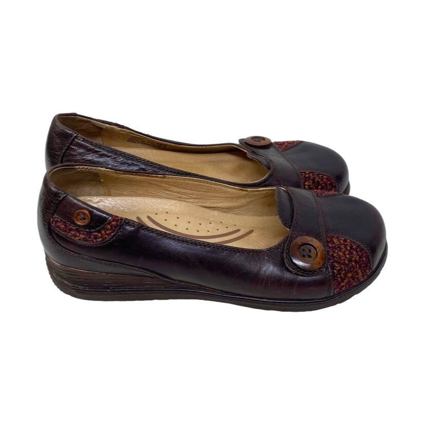 Dansko Pam Size 7.5-8 EU 38 Leather Slip On Loafer Wedge Comfort Shoes ...