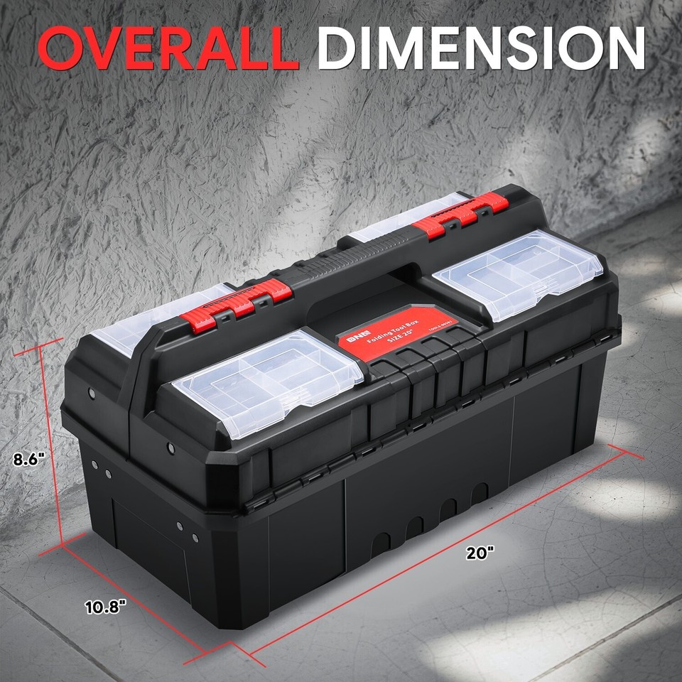 Workshop Garage Lockable 20" 2-Drawer Plastic Folding Tool Box ...