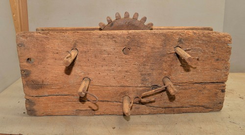 Antique primitive wooden gear rope making machine museum quality early ...