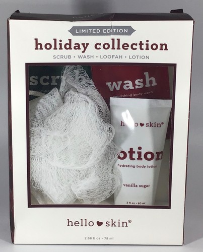 Hello Skin Holiday Collection Gift Set Box: Scrub Wash Loofah Lotion ...