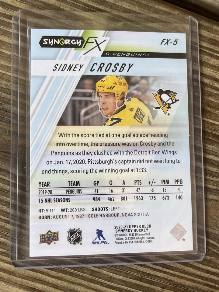 2020-21 Upper Deck Synergy FX Silver SIDNEY CROSBY Penguins FX-5 ...