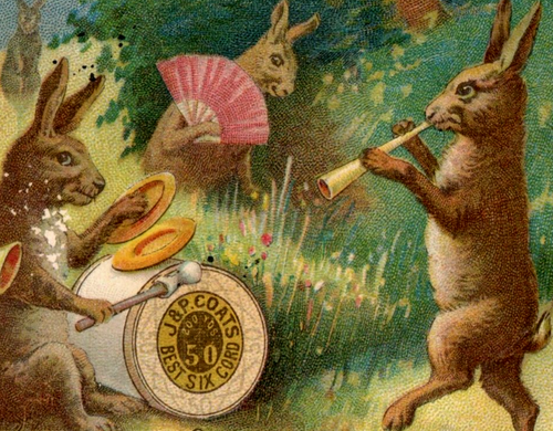 1880s Scarce Anthropomorphic Rabbits Music Band J & P Coats Spool ...