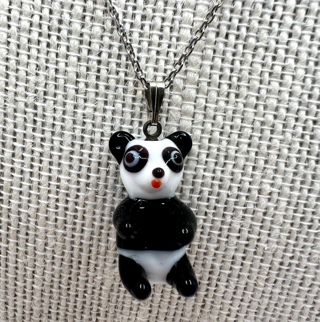 Murano Glass, Handcrafted Lovely Panda Pendant & 925 Sterling Silver ...