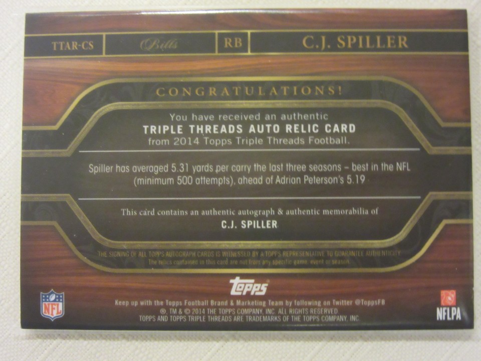 2014 Triple Threads NFL Football RARE Autographed Patch Card C.J ...