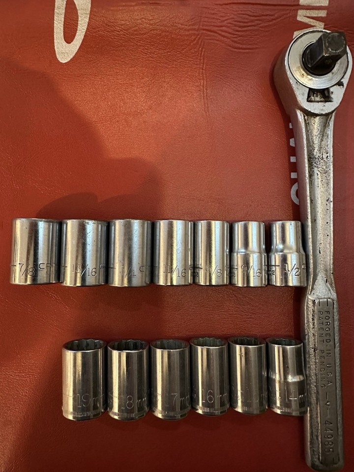 Vintage Craftsman USA 17pc V &G Series Socket Set w Ratchet & More 1/2 ...