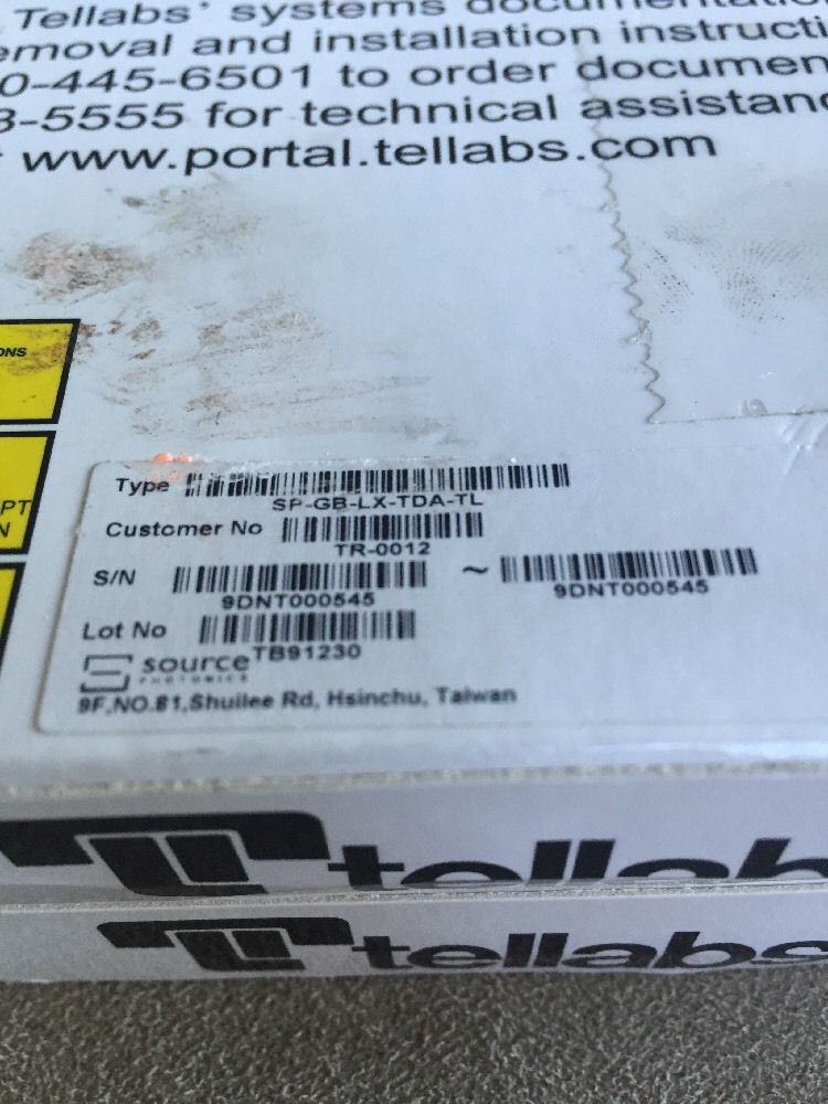 LOT OF 2 TR-0012 TELLABS 1000BASE-LX FP 1310NM 21CFR 1040.10/1040.11 ...