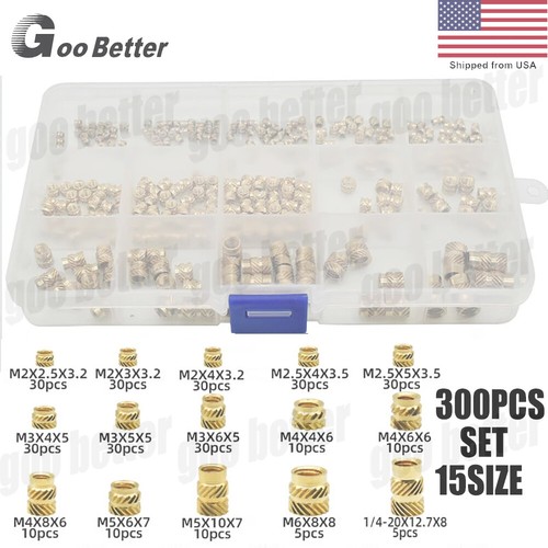 300PCS Brass Threaded Heat Set Insert Plastic nut inserts Metal Nut ...