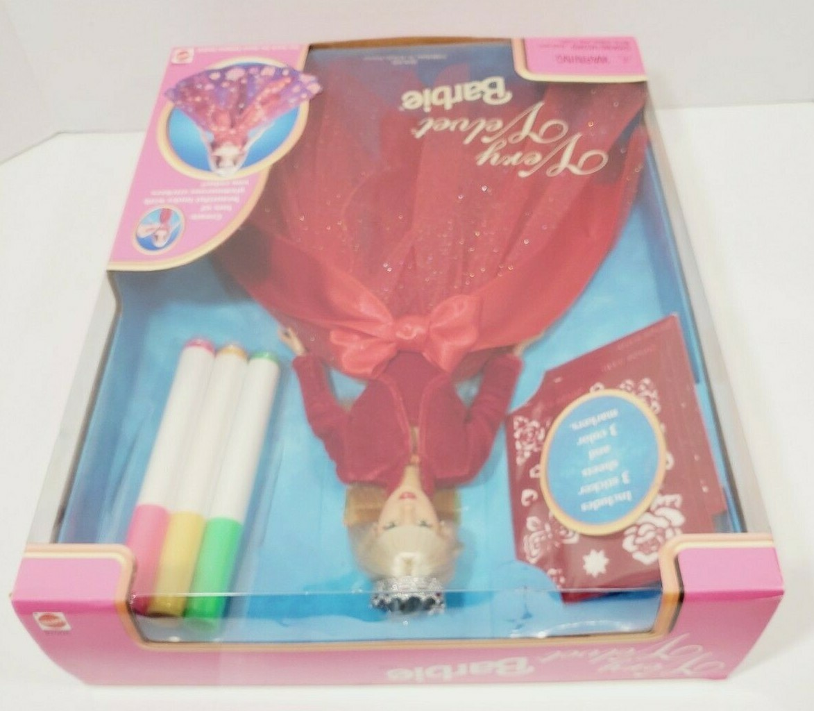 NEW 1998 Very Velvet Barbie Doll w/ Stickers & Color Markers Mattel ...