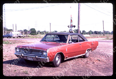 sl81 Original slide 1985 railway crossing 1967 Dodge car 228a | eBay