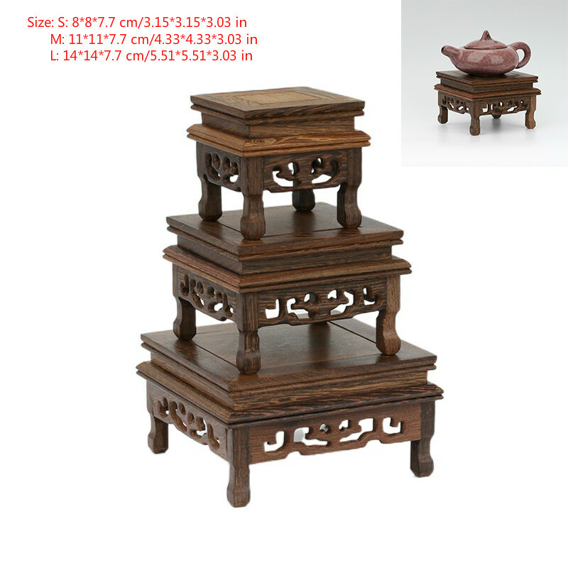 Square Wooden Pedestal Vase Pot Statue Stand Collection Display Base ...