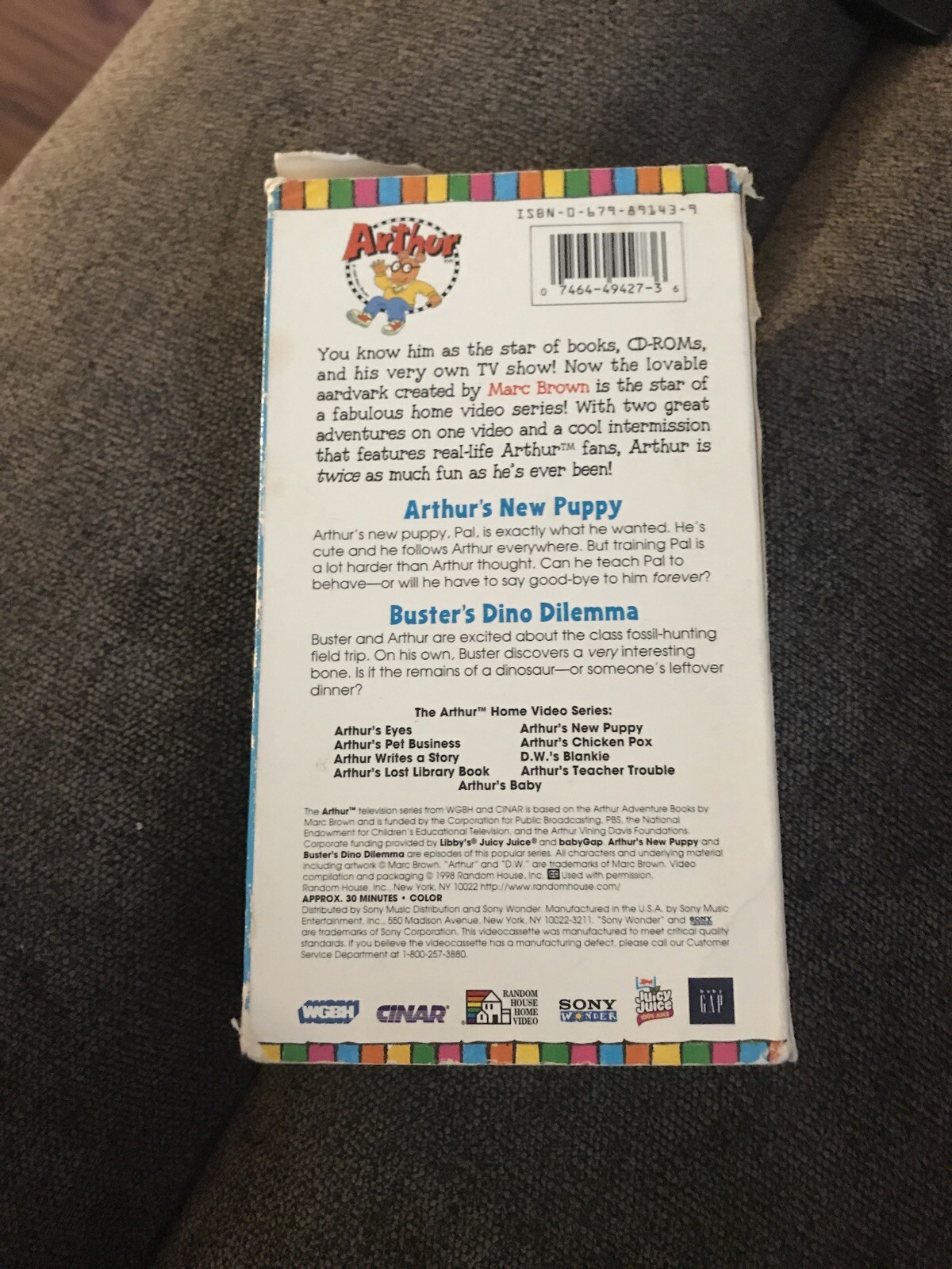 ARTHUR'S NEW PUPPY Vhs Video Tape MARC BROWN Cinar PBS Arthur the ...