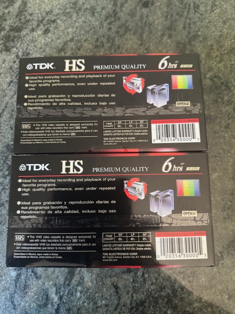 TDK Premium Quality HS VHS T-120 6hrs Video Cassette Tape SEALED x 2 ...